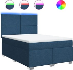 Box spring postel s matrací modrá 140x200 cm textil 3292810