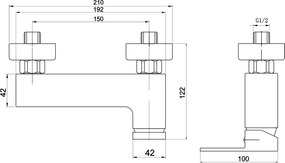 Novaservis Nobless EDGE Sprchová baterie bez příslušenství 150 mm spodní připojení, chrom, 36061/1,0