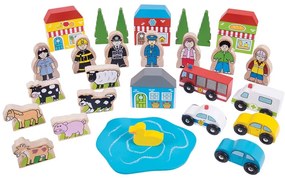 Bigjigs Rail Velká sada příslušenství dřevěné vláčkodráhy