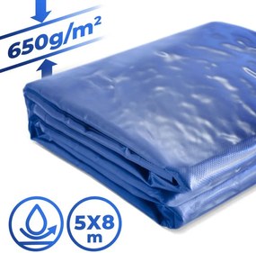 JAGO Plachta 650 g/m², hliníková oka, modrá, 5 x 8 m