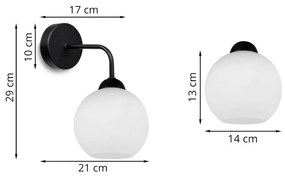 Nástěnné svítidlo Eliza, 1x bílé skleněné stínítko
