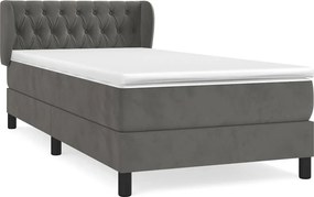 Box spring postel s matrací tmavě šedá 100x200 cm samet 3127656