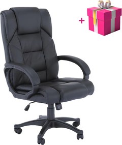Kancelářské křeslo, černá ekokůže, SIEMO NEW