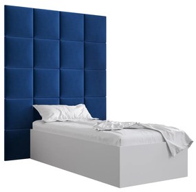 Jednolůžková postel s čalouněným čelem 90 cm Brittany 3 (bílá matná + modrá) (s roštem). 1045969