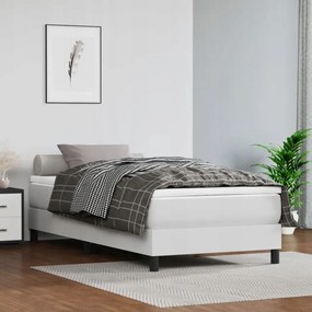 Box Spring Postel S Matrací Umělá Kůže Bílá 90 x 200 cm 25 cm