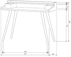 Hoorns Akáciový pracovní stůl Rack 117 x 50 cm