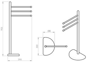 Gedy - Stojan s věšákem na ručníky HIBISCUS 90,5 cm lesklý chrom