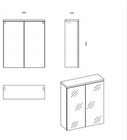 Koupelnová závěsná skříňka BALI bílá se zrcadlem 60 cm