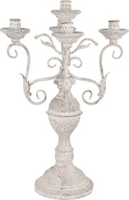 Bílý antik kovový svícen Brantes - 29*58 cm