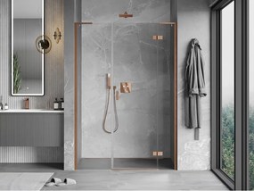 Mexen Mist-H L, 1-křídlé sprchové dveře pravé 130 cm, čiré sklo, měděný matný profil, 8A5L-130-001-65-00-P