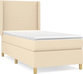 Box spring postel s matrací krémová 90x190 cm textil 3131798