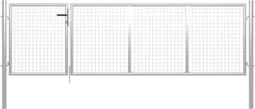 Zahradní brána ocel 350 x 100 cm stříbrná 144341