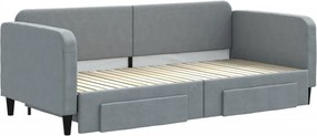 Válenda s přistýlkou a zásuvkami světle šedá 90 x 200 cm textil 3196852