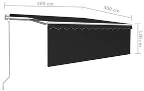 Automatická zatahovací markýza s roletou 4 x 3 m antracitová,  3069309