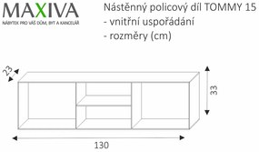 JUREK Nástěnný policový díl - TOMMY 15, grafit/enigma
