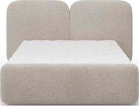 Postel Ollival 180x200, s kovovým roštem a úložným prostorem, béžové bouclé