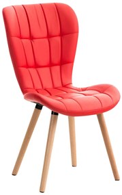 Židle Elda  ~ koženka, dřevěné nohy natura - Červená