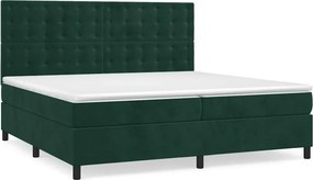 Box spring postel s matrací tmavě zelená 200x200 cm samet 3143286