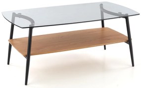 Moderní konferenční stolek se skleněnou deskou Industriální Dvoupatrový PAIGG