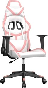 Herní židle bílá a růžová umělá kůže 3143673