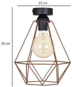 Stropní svítidlo FUSION, 1x měděné drátěné stínítko