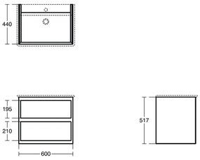 Ideal Standard Connect Air- Skříňka pod umyvadlo 60cm, 2 zásuvky, Lesklý světle šedý + matný bílý lak E0818EQ