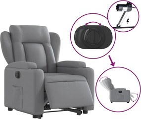 Elektrické zvedací polohovací křeslo světle šedé textil 3204506