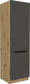 ARIA pa | vysoká skříňka 60 LO-210 2F na vestavnou lednici | 60 cm | ANTI FINGERPRINT povrch | artisan/šedá grafit