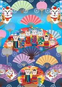 YAZZ Puzzle Svět Kokeshi / 1000 dílků / 68 x 48 cm