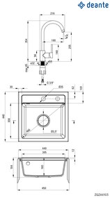 Deante Dřez Zorba s dřezovou baterií, granit -  pískový