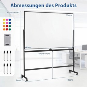 Costway Mobilní oboustranná magnetická tabule s nastavitelným stojanem