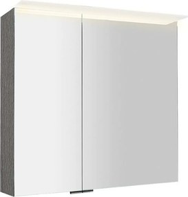 Sapho Linex - Zrcadlová skříňka s LED osvětlením 80x70x15 cm, 2x dvířka, dub stříbrný LX080-0011