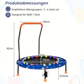 Costway Ø92 cm dětská trampolína mini trampolína s LED osvětlením a amp