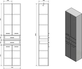 Aqualine ZOJA / KERAMIA FRESH 51291 vysoká skříňka 184 cm bílá