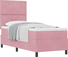 Postel s boxspringem s čelo Růžová 80 x 200 cm samet 3339865