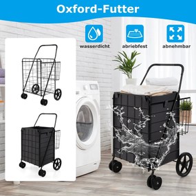 Costway Nákupní vozík s univerzálními předními koly s vložkou Oxford a 120 l