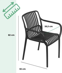 Zahradní židle LUISE, sada 4 ks, antracitová I.P.A.E-Progarden