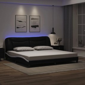 Rám postele s LED bez matrace Hvar černý a bílý 200x200 cm 3213960