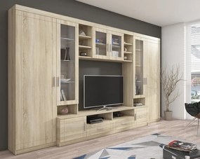 Stolarz Obývací stěna PARIS dekor dub sonoma / dub sonoma, LED osvětlení ANO