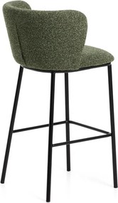 Tmavě zelená čalouněná barová židle (výška sedáku 75 cm) Ciselia – Kave Home