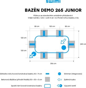Technypools Bazénový set DEMO 265 JUNIOR 3,06 x 2,40 x 1,25 m (9986K) Barva: modrá