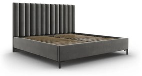 Šedá čalouněná dvoulůžková postel s úložným prostorem s roštem 180x200 cm Casey – Mazzini Beds
