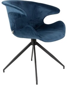 OnaDnes -20% Modrá sametová jídelní židle ZUIVER MIA