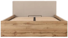TETRIX postel s čalouněným čelem LOZ/140/B/T, dub wotan/béžová