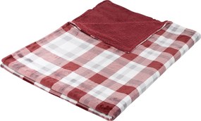 Livarno® Hebká deka, 150 x 200 cm (kostka/červená/šedá)