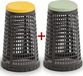 Plastový odpadkový koš na 120 l pytle 1+1 ZDARMA černý, žlutá + zelená