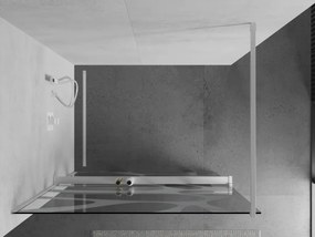 Mexen Kioto+, sprchová zástěna Walk-In s poličkou a věšákem 140 x 200 cm, 8mm čiré sklo bílý vzor, ​​bílý profil, 800-140-121-20-97