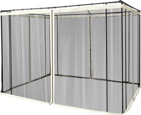 Outsunny Moskytiéra pro pavilion 3x3 s 4 bočními panely, moskytiéra s háčky a zipem, ochrana proti hmyzu, síťka z nylonu, černá | Aosom