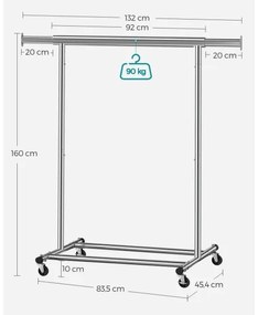 Mobilní stojanový věšák LINEA stříbrná