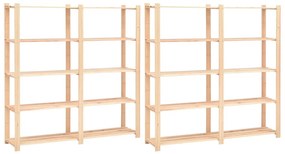 Úložný regál 5 polic 2 ks 170x38x170 cm masivní borovice 500 kg 3051109